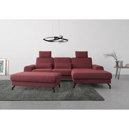 Sit & More Ecksofa SIT & MORE, B:283cm H:88cm T:175cm, rot, Wohnzimmer, Sofas, "Cinturo L-Form", inklusive Sitztiefenverstellung und Federkern, Sitzhöhe 45 cm