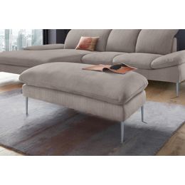 Hocker W.Schillig, B:106cm H:45cm T:71cm, grau, Chenille-Flachgewebe R66 (85% Polyester, 15% Nylon);Longlife Xtra-Leder Z59: Glattleder mit modischer