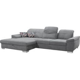 Ecksofa Alina, B:300cm H:91cm T:199cm, grau, Struktur weich (100% Polyester), Wohnzimmer, Sofas, "Tessa", inkl. Sitztiefenverstellung, wahlweise mit