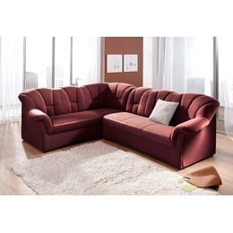 Ecksofa DOMO collection, B:242cm H:84cm T:190cm, rot, Struktur ( 90% Polyester, 10% Polyacryl);Microfaser PRIMABELLE (100% Polyester);Kunstleder