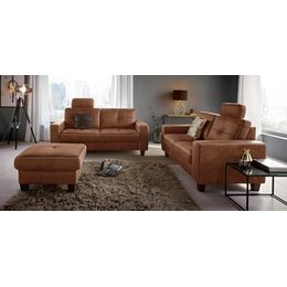 3-Sitzer Places of Style, B:192cm H:91cm T:90cm, braun, Struktur (100% Polyester) / Struktur (100% Polyester);Kunstleder SOFTLUX / Struktur (71%