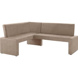 Eckbank Home Affaire, B:200cm H:88cm T:160cm, beige, Holzwerkstoff, Massivholz, Polyester, Küche, Sitzbänke, "Barcelona", In verschiedenen Stoffen