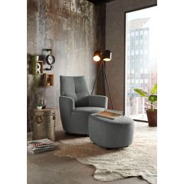 Relaxsessel, B:80cm H:96cm T:88cm, grau, SET ONE BY Musterring, Luxus-Microfaser (Chenille)100% Polyester, Wohnzimmer, Sessel, "SO 1450", mit Dreh-