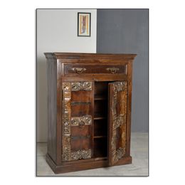 Kommode Sit, B:90cm H:120cm T:45cm, braun, Massivholz, Recyceltes Altholz, Schlafzimmer, Sideboards, "Almirah", Breite 90 cm