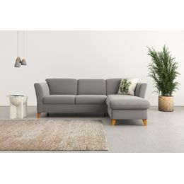Ecksofa Home Affaire, B:249cm H:86cm T:162cm, grau, 100% Polyester, Wohnzimmer, Sofas, "Trelleborg L-Form", Federkern-Polsterung, wahlweise mit