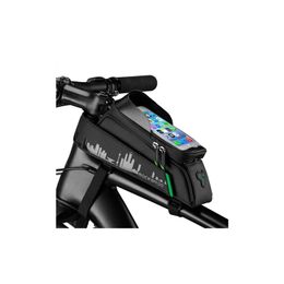Fahrradtasche f&uuml;r Rahmen mit Telefonabdeckung &ndash; Schwarz - 029-1BK