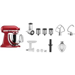 KitchenAid Küchenmaschine "5KSM125EER", B:24cm H:36cm T:37cm, rot, Küchenmaschinen, Gratis Fleischwolf+Gemüseschneider m. 3 Trommeln (Wert ca. 278,-€
