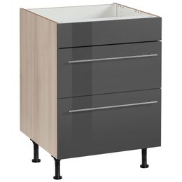 Kochfeldumbauschrank Optifit, B:60cm H:87cm T:58,4cm, grau, Schränke, "Bern", 60 cm breit, mit 2 Auszügen, mit höhenverstellbare Füße