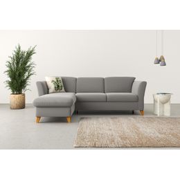 Ecksofa Home Affaire, B:249cm H:86cm T:162cm, grau, 100% Polyester, Wohnzimmer, Sofas, "Trelleborg L-Form", Federkern-Polsterung, wahlweise mit