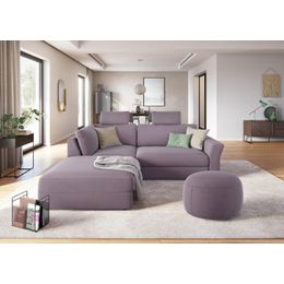 Sit & More Ecksofa SIT & MORE, B:243cm H:80cm T:198cm, lila, Samtoptik (100% Polyester);Soft clean (98% Polyester, 2% Polyamid);Struktur fein (100% Polyester),