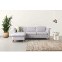 Ecksofa Home Affaire, B:249cm H:86cm T:162cm, silber, 100% Polyester, Wohnzimmer, Sofas, "Trelleborg L-Form", Federkern-Polsterung, wahlweise mit