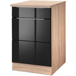 Unterschrank KOCHSTATION, B:50cm H:85cm T:60cm, schwarz, Holzwerkstoff, MDF, Küche, Schränke, "KS-Brindisi", 50 cm breit
