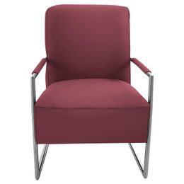 K+w Komfort & Wohnen Cocktailsessel, B:62cm H:77cm T:83cm, rot, K+W KOMFORT & WOHNEN, Sessel, mit bezogenen Armlehnen, Gestell in Metall Edelstahloptik