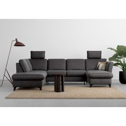 Wohnlandschaft Home Affaire, B:307cm H:86cm T:213cm, grau, 100% Polyester, Sofas, "Trelleborg U-Form", wahlweise mit Bettfunktion und Bettkasten,