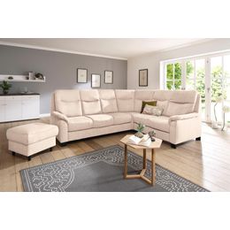Ecksofa Home Affaire, B:265cm H:104cm T:215cm, beige, Struktur weich (90% Polyester / 10% Polyamid);Luxus-Microfaser (100%