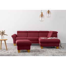 Ecksofa Home Affaire, B:249cm H:84cm T:217cm, rot, 100% Polyester, Sofas, "Lindgren L-Form", wahlweise mit TV-Funktion, Stauraum und