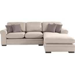 Ecksofa Home Affaire, B:279cm H:92cm T:178cm, grau, 100% Polyester, Wohnzimmer, Sofas, "Broughton L-Form", weicher Sitzkomfort, incl. 4 Zierkissen,