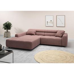 Ecksofa 3C CANDY, B:258cm H:68cm T:217cm, rosa, 95% Polyester, 5% Nylon, Sofas, "Denver auch mit Cord- und Easy care-Bezug, Kopfteilverstellung