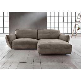 Ecksofa BETYPE, B:280cm H:85cm T:180cm, grau, AnilinLEDER Pallino gewachst (echtes Rindsleder) Das von s&uuml;damerikanischen Rindern stammende