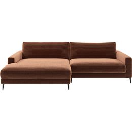 Ecksofa Inosign, B:272cm H:84cm T:190cm, braun, 100% Polyester, Wohnzimmer, Sofas, "Downtown, B/T/H: 272/190/84 cm L-Form", weicher Sitzkomfort auch