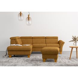 Ecksofa Home Affaire, B:249cm H:84cm T:217cm, gelb, 100% Polyester, Wohnzimmer, Sofas, "Lindgren L-Form", wahlweise mit TV-Funktion, Stauraum und