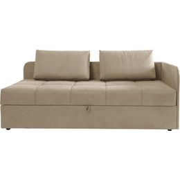 Schlafsofa Alina, B:205cm H:73cm T:95cm, beige, Chenille EQE (100% Polyester), Kinderzimmer, Sofas, "Marla", inkl. Stauraum & 2 Rückenkissen,