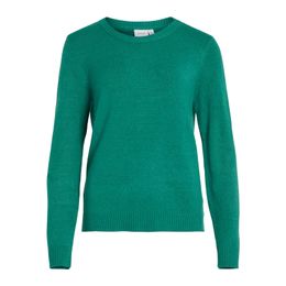 Vila Rundhalspullover 'VIRIL O-NECK L/S KNIT TOP - NOOS' Ultramarine Green Dark Melange, Unifarben, Grün - Gr. L