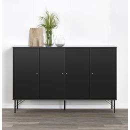 Sideboard, B:136cm H:89cm T:32,5cm, schwarz, HAMMEL FURNITURE, Massivholz, Spanplatte, Wohnzimmer, Sideboards, "Mistral Kubus", mit vier T&uuml;ren und