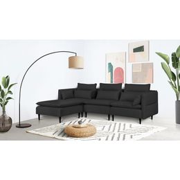 Ecksofa Andas, B:262cm H:88cm T:172cm, grau, 100% Polyester, Wohnzimmer, Sofas, "ALVIK L-Form", zusammengesetzt aus Modulen, erweiterbar mit Modulen
