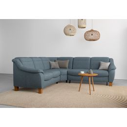 Ecksofa Home Affaire, B:270cm T:250cm, blau, 100% Polyester, Wohnzimmer, Sofas, "Caldera L-Form", Federkern, wahlweise mit Kopfteilverstellung,