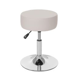 Hocker MCW-C22, Sitzhocker Schminkhocker, h&ouml;henverstellbar &Oslash; 35cm ~ Kunstleder, creme