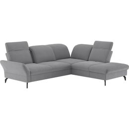 Sit & More Ecksofa SIT & MORE, B:288cm H:88cm T:242cm, grau, 100% Polyester, Wohnzimmer, Sofas, "Leandro L-Form", Wahlweise mit Bett-, Kopfteil - und