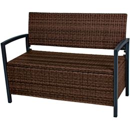 Gartenbank Garden Pleasure, B:117cm H:86cm T:58cm, braun, Geflecht Rattan, Metall, Sitzbänke, "Ferrara", mit Staufach, BxTxH: 117x58x86 cm,