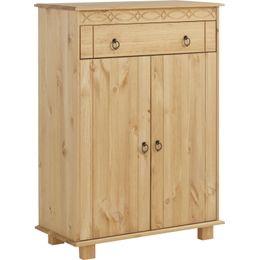 Kommode Home Affaire, B:74cm H:100cm T:35cm, beige, Massivholz, Schlafzimmer, Sideboards, "Indra", 74 cm breit