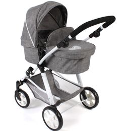 Bayer Chic 2000 CHIC2000 Jungen Kombi-Puppenwagen "Nele, Jeans Grey", grau, Kunststoff, Polyester, Stahl, B:71cm H:85cm T:71cm, Puppenwagen, zusammenklappbar