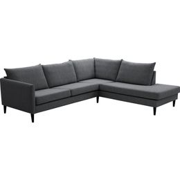 Ecksofa, B:258cm H:79cm, grau, ATLANTIC HOME COLLECTION, Wohnzimmer, Sofas, "Rekvik L-Form", mit Wellenunterfederung, mit Massivholzfüßen