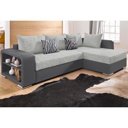 Ecksofa Collection AB, B:226cm H:80cm T:92cm, grau, Zierkissen: 100% Polyester;Microfaser PRIMABELLE (100% Polyester) / Struktur ( 20% Polyacryl, 80%