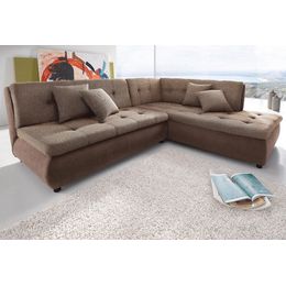 Ecksofa TRENDS BY HG, B:245cm H:80cm T:105cm, braun, NaturLEDER (echtes Rindsleder) in Sitz und Rücken. Korpus in passendem Kunstleder SOFTLUX