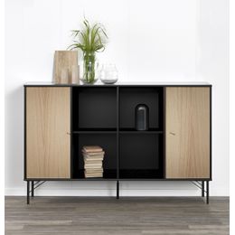 Sideboard, B:136cm H:89cm T:32,5cm, schwarz, HAMMEL FURNITURE, Massivholz, Spanplatte, Wohnzimmer, Sideboards, "Mistral Kubus", mit zwei Türen und