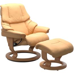 Fu&szlig;hocker stressless, B:55cm H:40cm T:41cm, gelb, Garten, Hocker, "Reno", mit Classic Base, Gestell Eiche