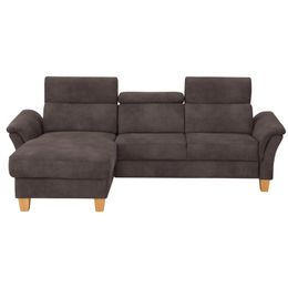Ecksofa Home Affaire, B:256cm H:84cm T:167cm, braun, 100% Polyester, Wohnzimmer, Sofas, "Conville L-Form", Federkern, wahlweise mit Bettfunktion und