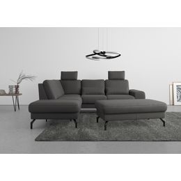 Sit & More Ecksofa SIT & MORE, B:260cm H:91cm T:226cm, grau, Wohnzimmer, Sofas, "Cinturo L-Form", inklusive Sitztiefenverstellung und Federkern, Sitzhöhe 48 cm