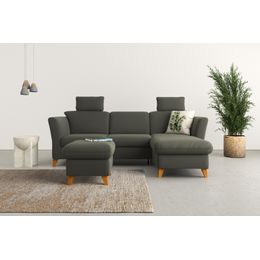 Ecksofa Home Affaire, B:249cm H:86cm T:162cm, grau, 100% Polyester, Wohnzimmer, Sofas, "Trelleborg L-Form", Federkern-Polsterung, wahlweise mit