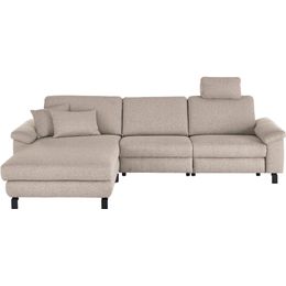 Ecksofa 3C CANDY, B:308cm H:91cm T:185cm, grau, 100% Polyester, Wohnzimmer, Sofas, "Mainau L-Form", Relaxfunktion im 1,5-Sitzer, motorische