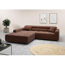 Ecksofa 3C CANDY, B:258cm H:68cm T:217cm, braun, 88% Polyester, 12% Polyacryl, Sofas, "Denver auch mit Cord- und Easy care-Bezug, Kopfteilverstellung