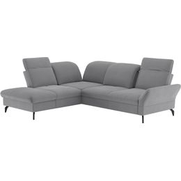 Sit & More Ecksofa SIT & MORE, B:288cm H:88cm T:242cm, grau, 100% Polyester, Wohnzimmer, Sofas, "Leandro L-Form", Wahlweise mit Bett-, Kopfteil - und