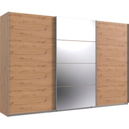 Schwebetürenschrank wimex, B:313cm H:210cm T:64cm, braun, Spanplatte, Schränke, "Norderstedt", INKLUSIVE 2 Stoffboxen und 2 zusätzliche Einlegeböden,