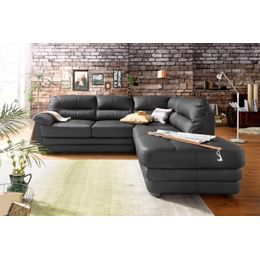 Ecksofa COTTA, B:250cm H:88cm T:234cm, schwarz, Luxus-Kunstleder, frei im Raum stellbar;Luxus-Microfaser (100% Polyester), frei im Raum
