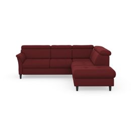 Sit & More Ecksofa SIT & MORE, B:252cm T:216cm, rot, 100% Polyester, Wohnzimmer, Sofas, "Marano L-Form", inklusive Kopfteilverstellung, wahlweise mit