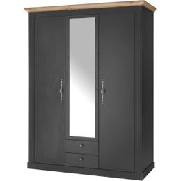 Kleiderschrank Home Affaire "WESTMINSTER Wäscheschrank in 2 Farben, Landhausschrank Metallgriffe", grau (grau dunkel), B:149cm H:203cm T:63cm, Schränke, mit dekorativer Rillenfräsungen, in den Breiten 109 und 149 cm